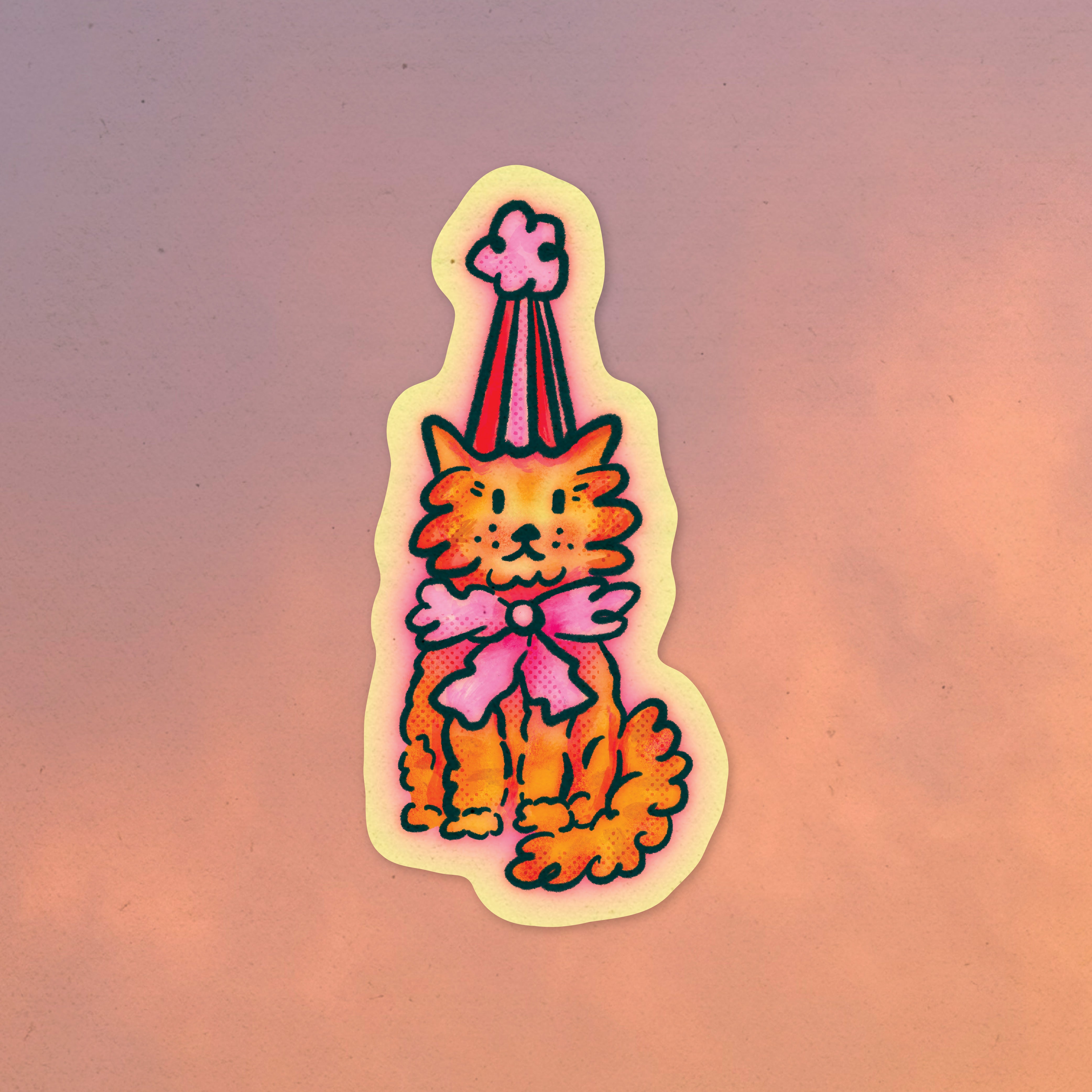 Clown Kitty Sticker – Everyday Antonia Mae